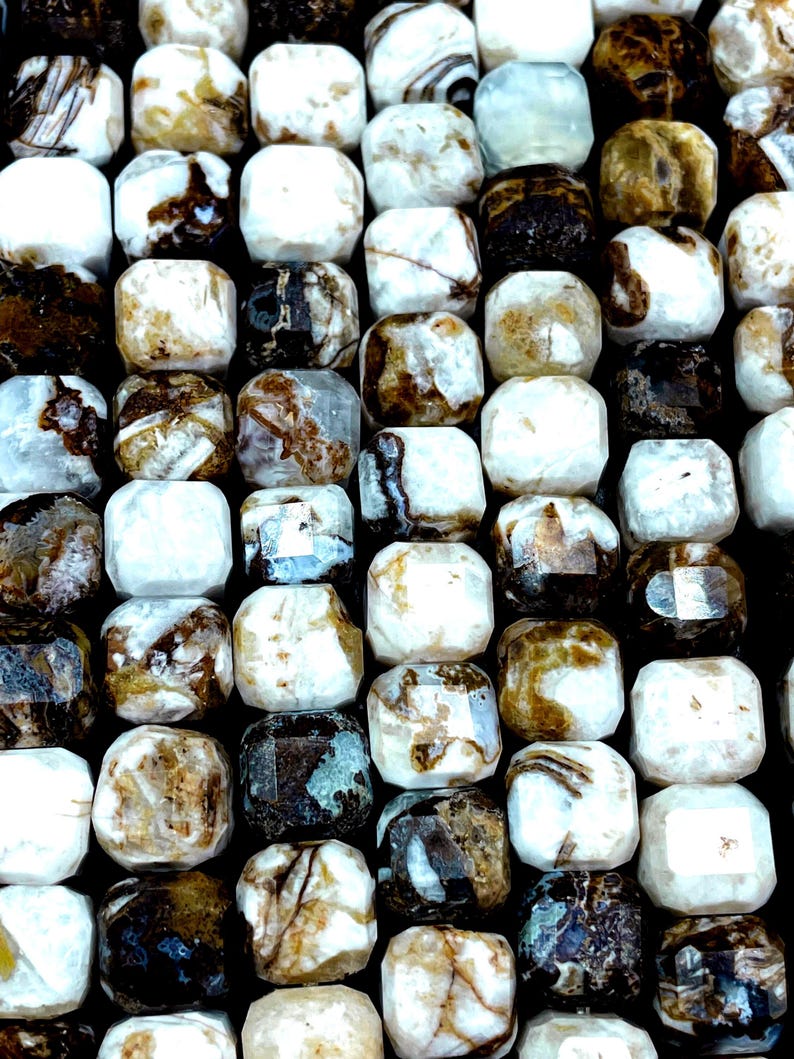 AAA Natural Australia Zebra Jasper Gemstone Bead . Faceted 8mm Cube ...