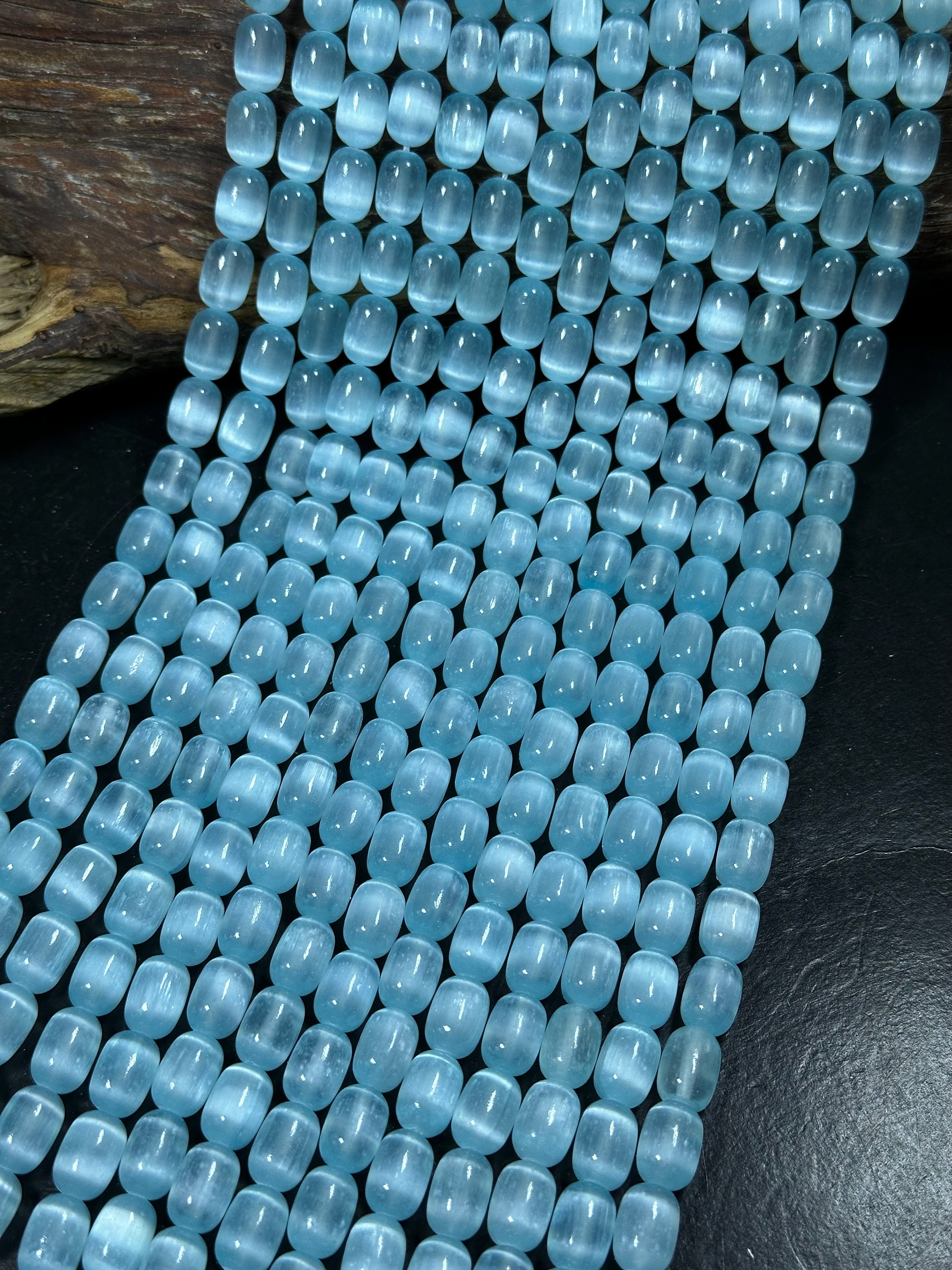 Natural Blue Selenite Gemstone Bead 12x8mm Tube Shape Bead, Beautiful ...