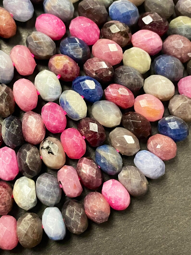 Natural Ruby Sapphire Stone Bead . Faceted 5x8mm Rondelle Bead ...