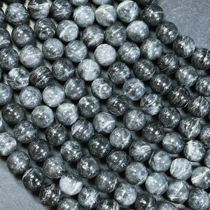 Natural Black Jasper Gemstone Bead 10mm Round Beads, Beautiful Black ...
