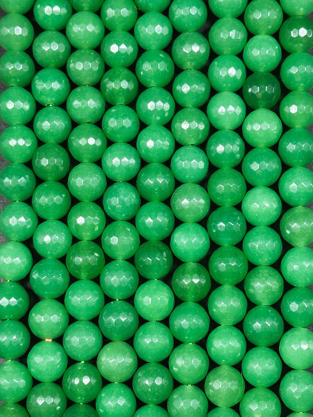 Natural Green Jade Gemstone Bead Faceted 12mm Round Bead, Beautiful ...