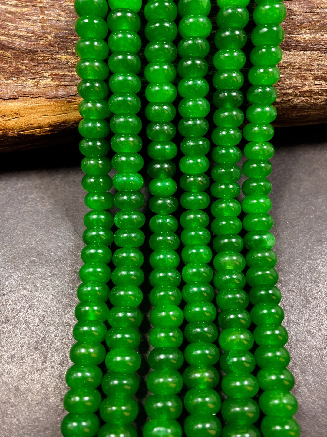 NATURAL Green Jade Gemstone Bead 10x6mm Rondelle Shape Bead, Beautiful ...