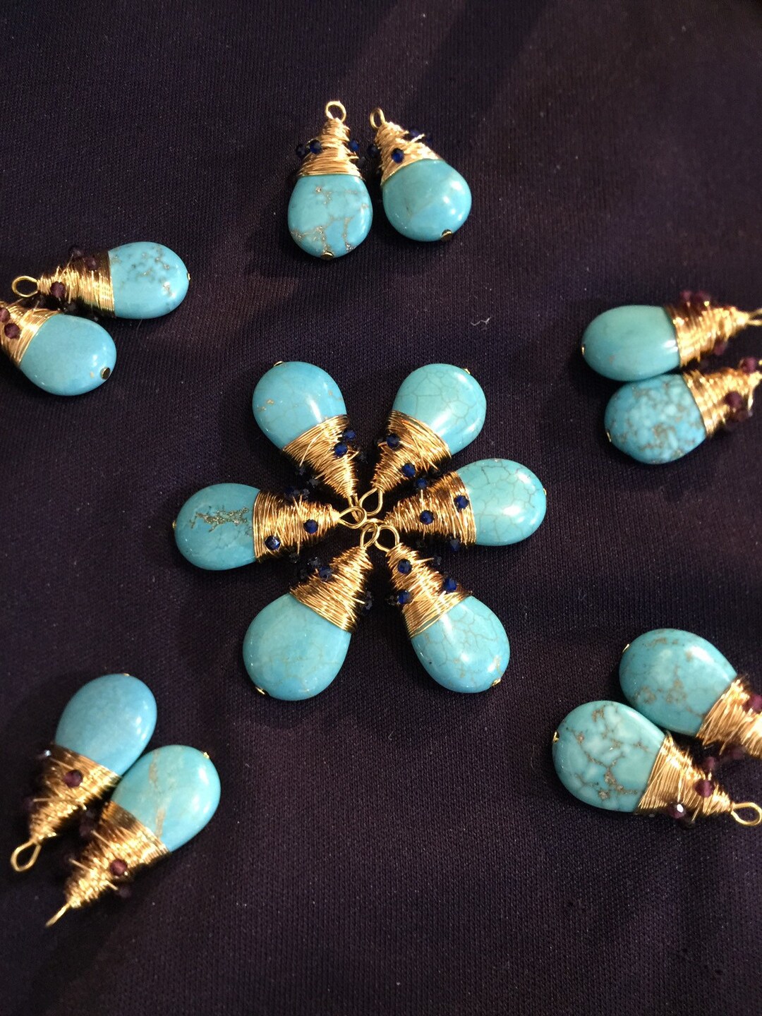 Natural Gemstone Pendant . Turquoise Blue Color Stone Pendant . Stone ...