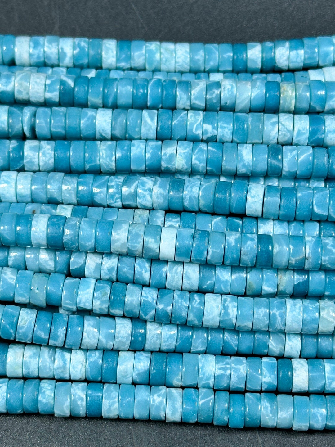 NATURAL Larimar Quartz Gemstone Bead 6x3mm Rondelle Heishi Shape Beads ...
