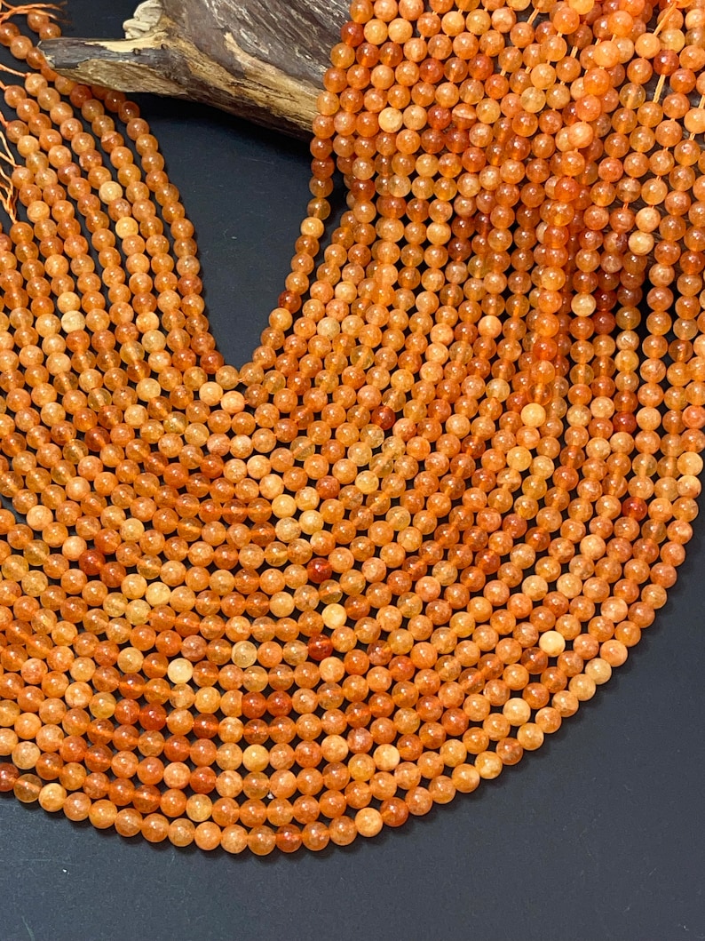 Natural Orange Jade Gemstone Bead 6mm 8mm Round Beads, Beautiful Orange ...
