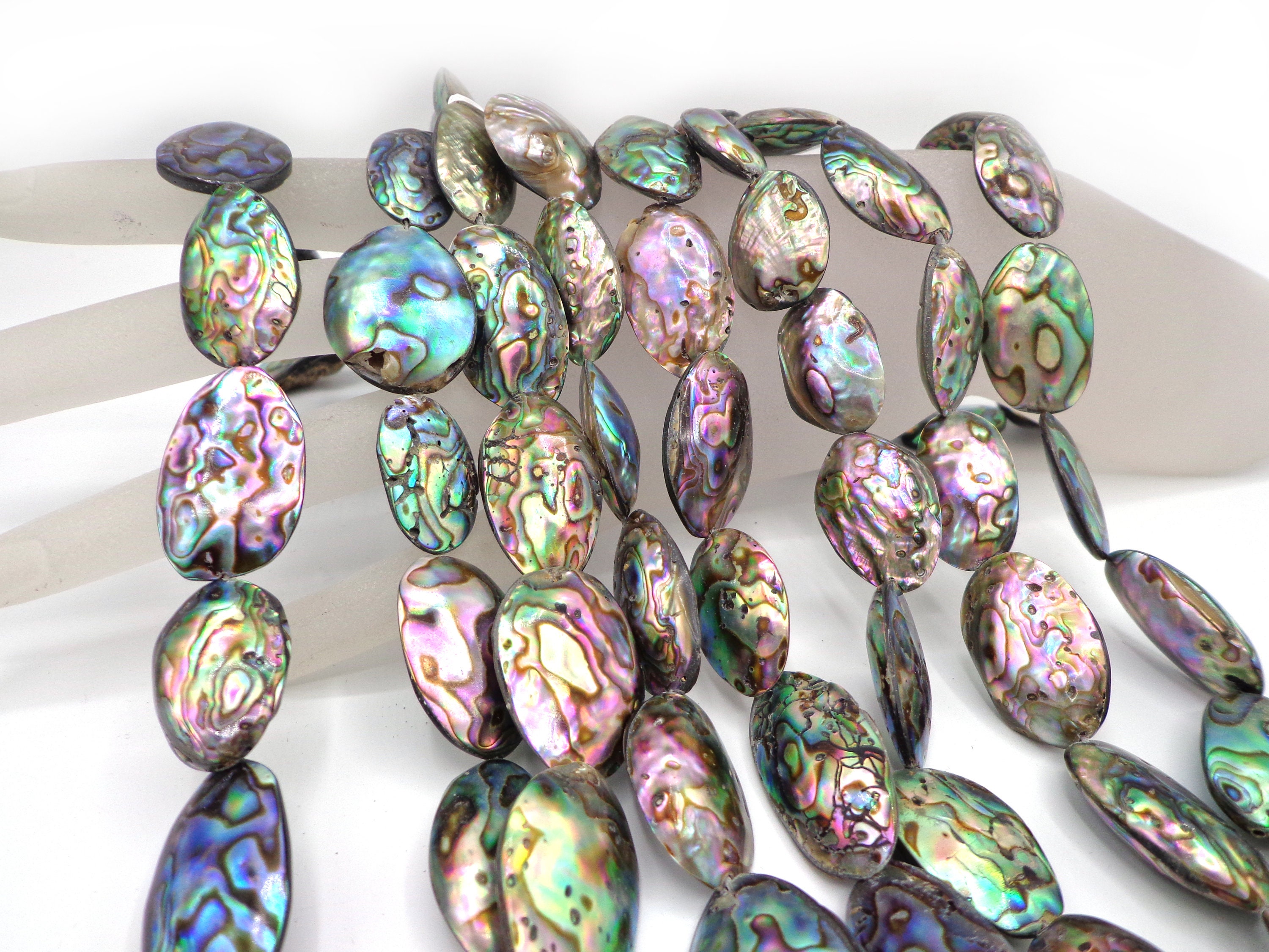 NATURAL Abalone Shell Beads Approx. 17x28mm Beads, Full Length 15.5 ...