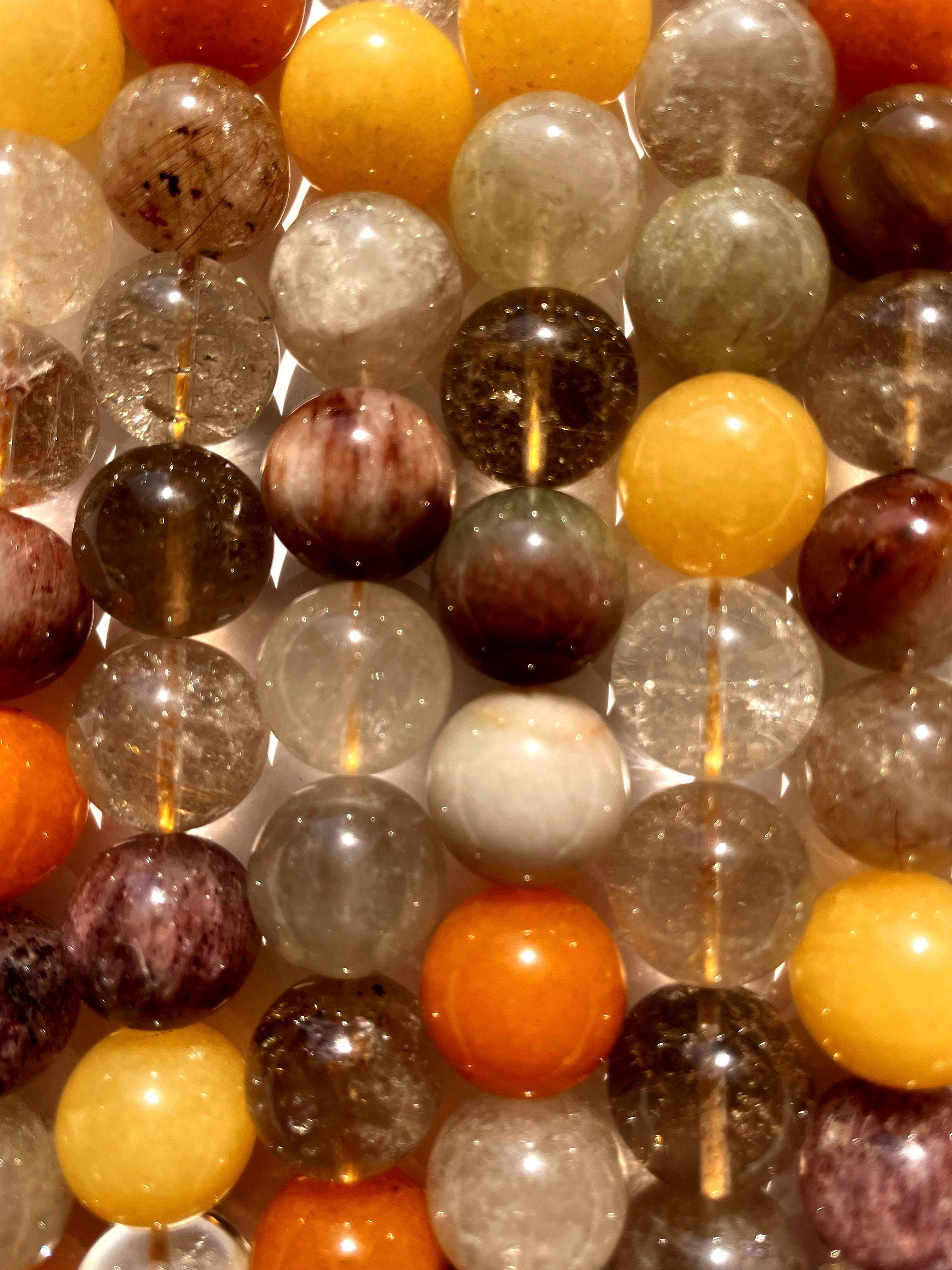 AAA Natural Rutilated Quartz Gemstone Round Bead. Gorgeous Natural ...
