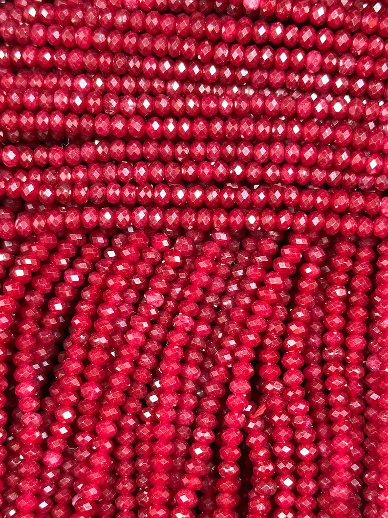 Natural Red Jade Gemstone Bead Faceted 3mm Rondelle Shape Bead ...