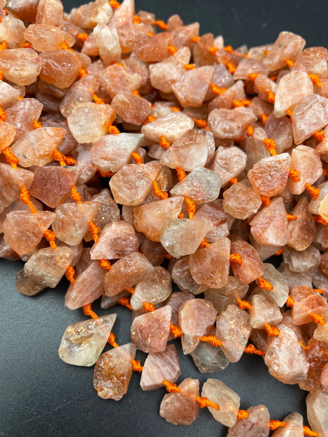 AAA Natural Raw Fire Sunstone Bead . 10x13mm Teardrop Shape. Gorgeous ...