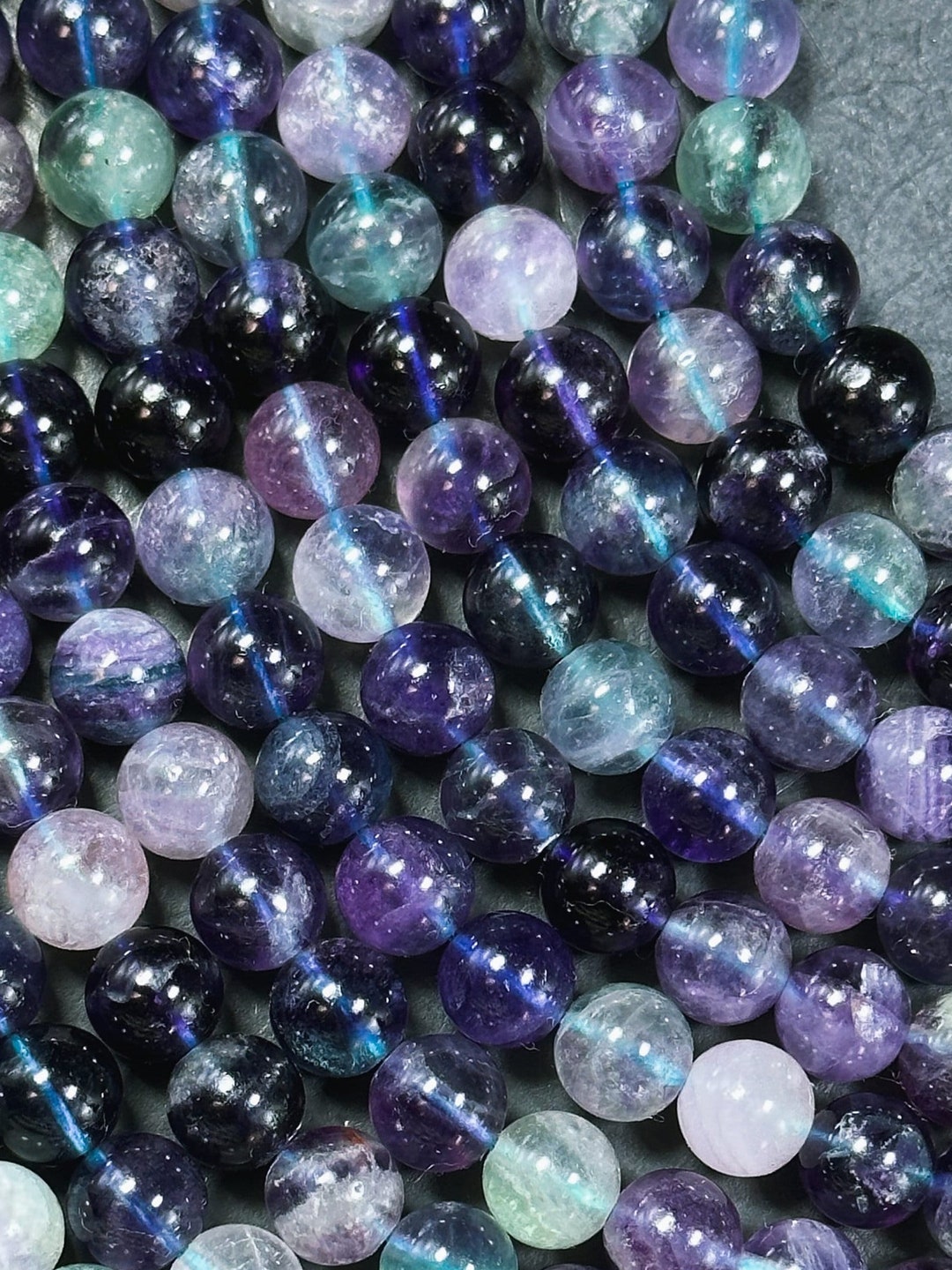 Natural Dark Fluorite Gemstone Bead 6mm 8mm Round Beads, Gorgeous ...