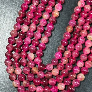 Natural Watermelon Tourmaline Quartz Gemstone Bead Smooth 6mm 8mm Round ...