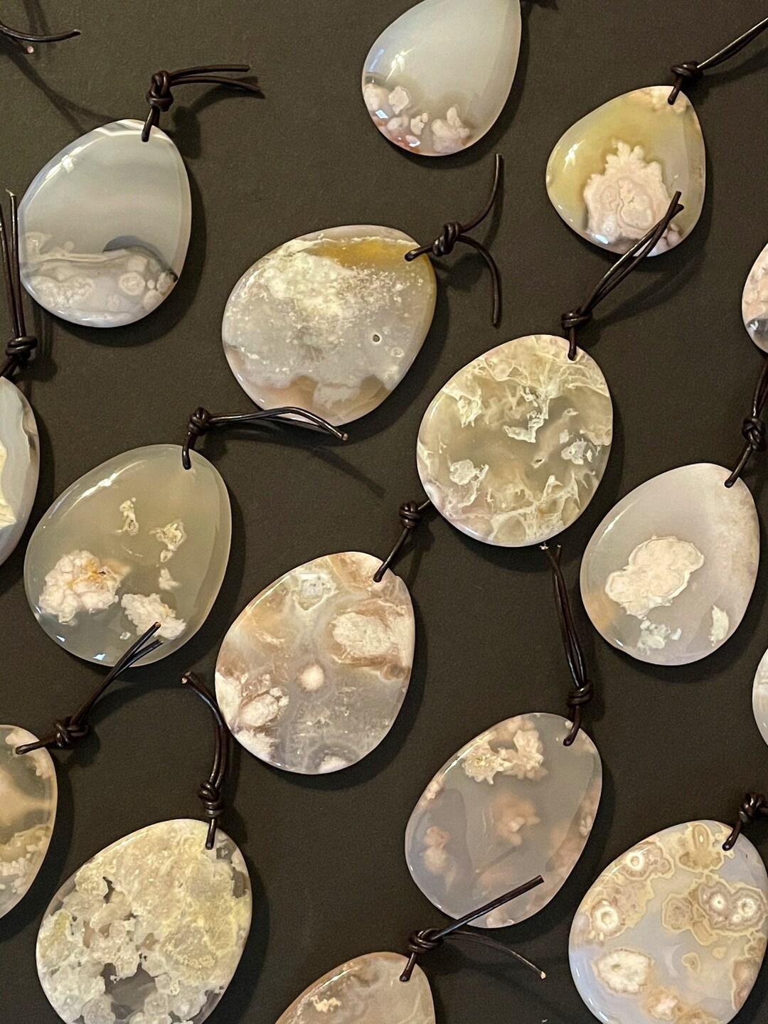 Natural Blossom Flowers Agate Pendant . 30x50mm Gemstone Pendant ...