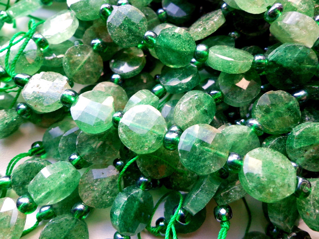 NATURAL Gemstone Green Strawberry Quartz Beads, 11mm, Full Strand 16 ...