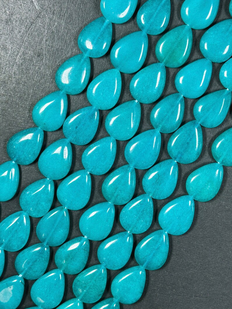 Natural Turquoise Blue Jade Gemstone Bead 20x15mm Teardrop Shape ...
