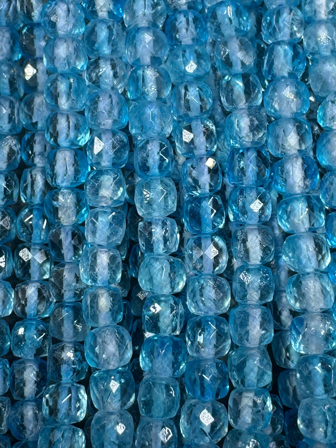 AAA Blue Topaz Gemstone Bead. Faceted Cube Shape 4mm Cube Shape ...