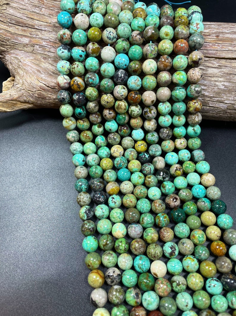 AA Natural Peru Turquoise Gemstone Bead. 8mm 10mm Round Bead. Natural ...
