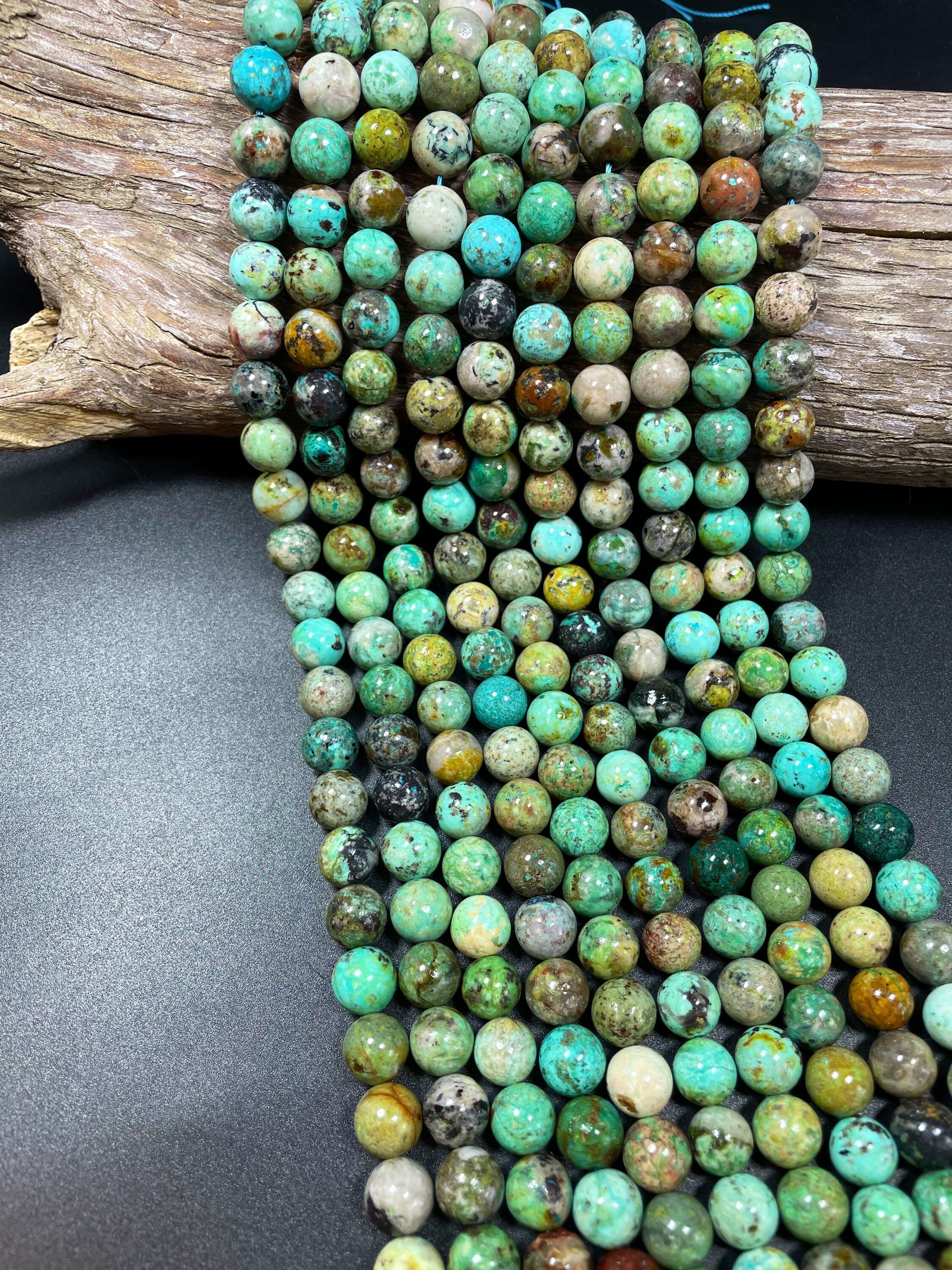 AA Natural Peru Turquoise Gemstone Bead. 8mm 10mm Round Bead. Natural ...