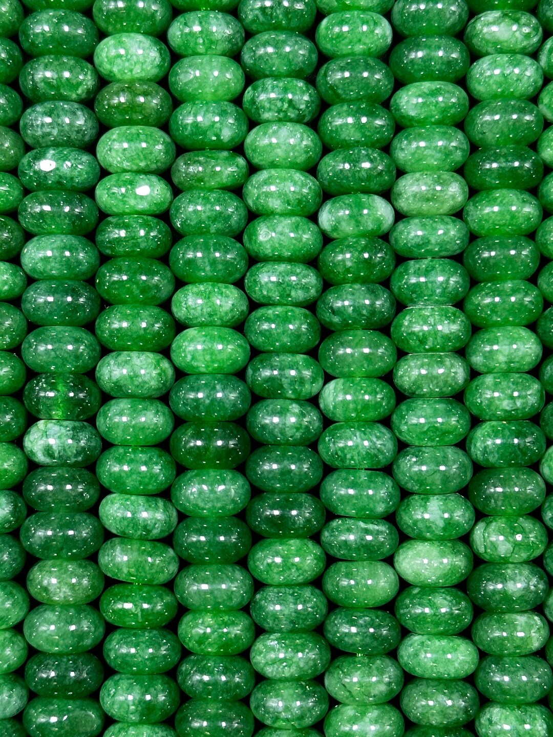NATURAL Green Jade Gemstone Bead 8x5mm Rondelle Shape Bead, Beautiful ...