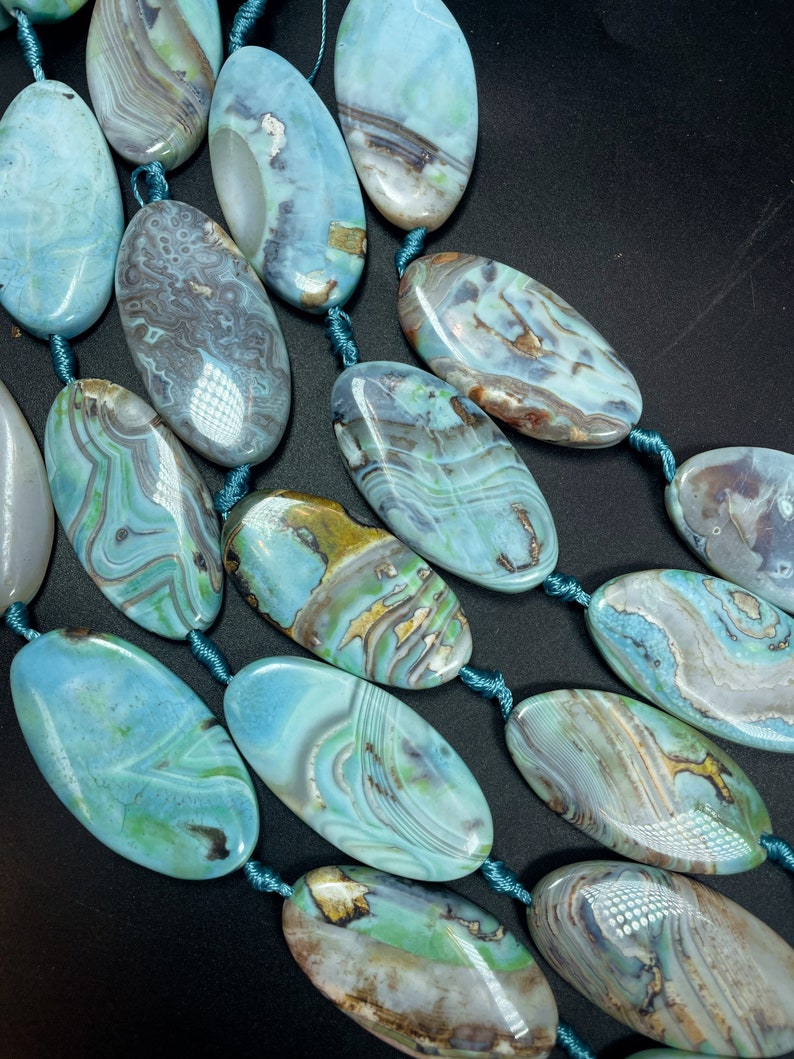 Natural Dragon Skin Agate Gemstone Bead. Gorgeous Unique Blue Brown Color Gemstone Bead. Loose ...