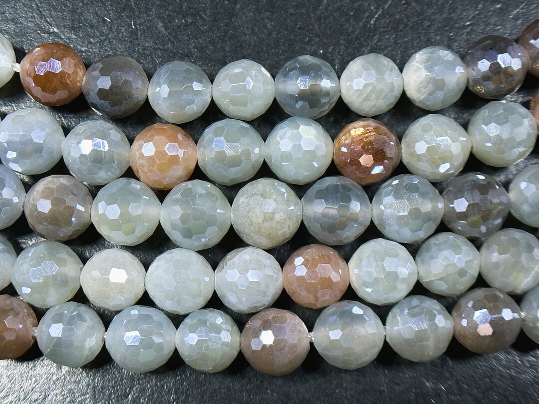 Mystic Natural Multi Moonstone Gemstone Bead Faceted 6mm 8mm Round Bead ...