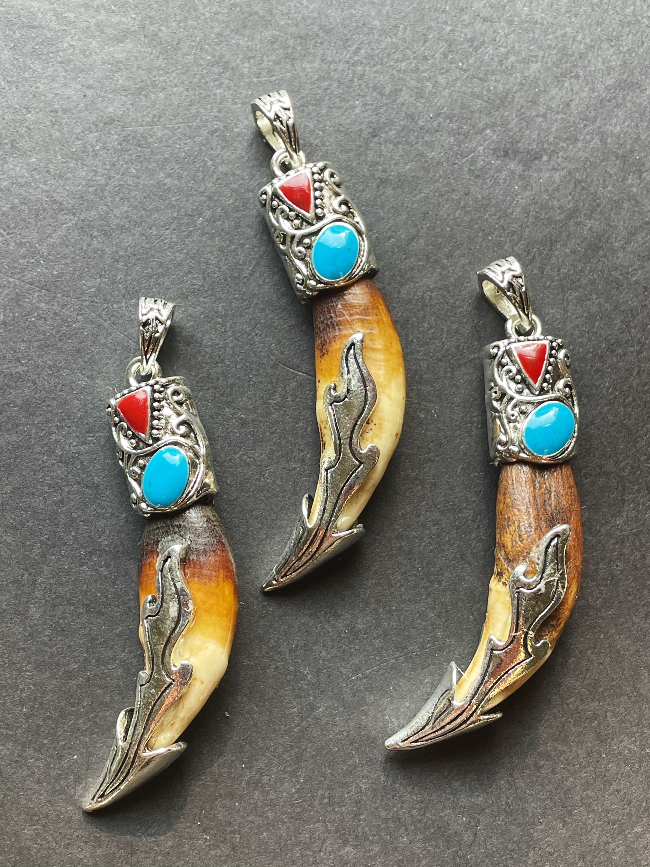 Beautiful Wolf Teeth Pendant. 10x45mm Teeth Shape Pendant. Gorgeous ...