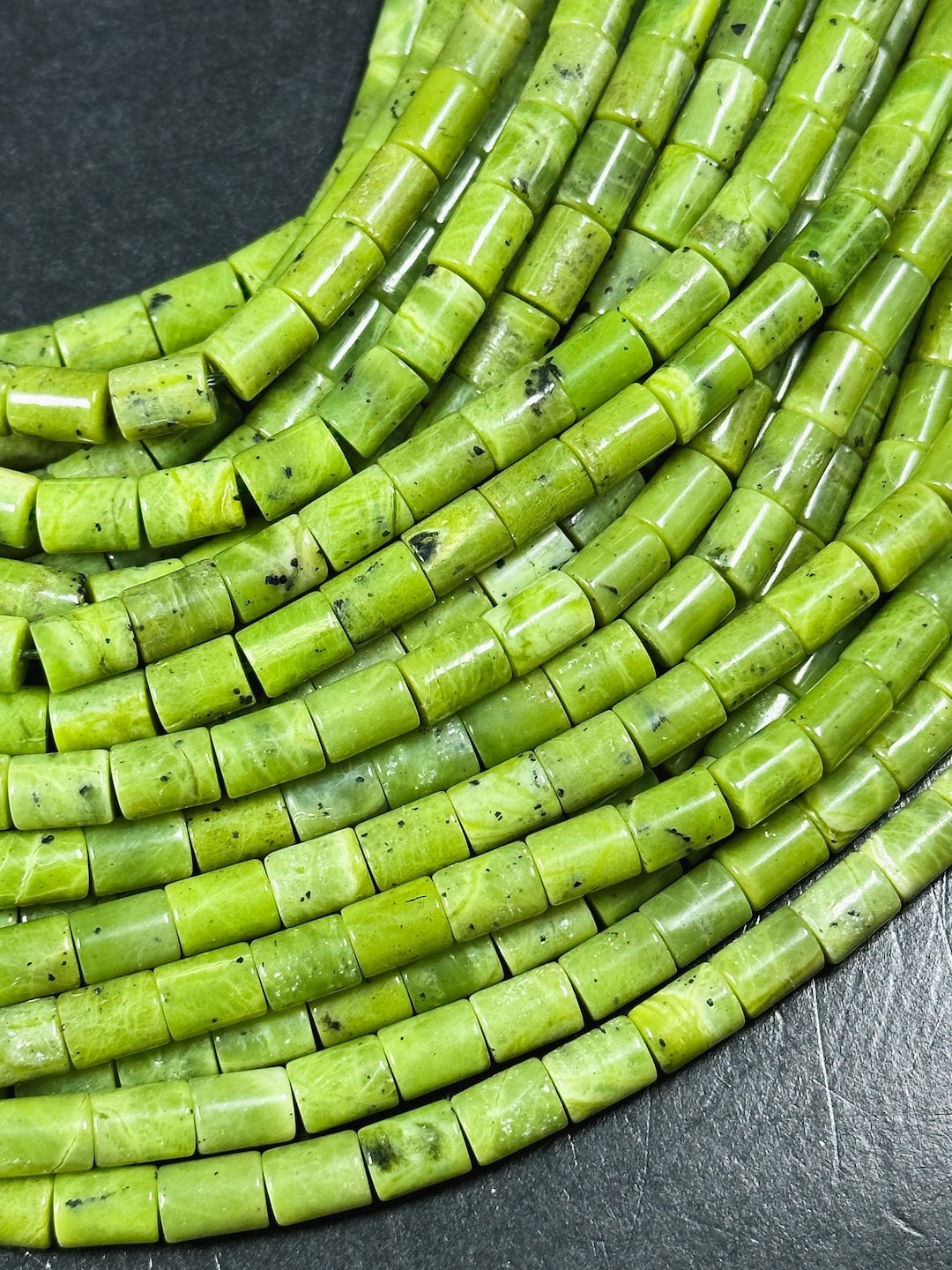 NATURAL Jade Gemstone Bead 8x6mm 10x8mm Tube Shape Bead, Gorgeous Green ...