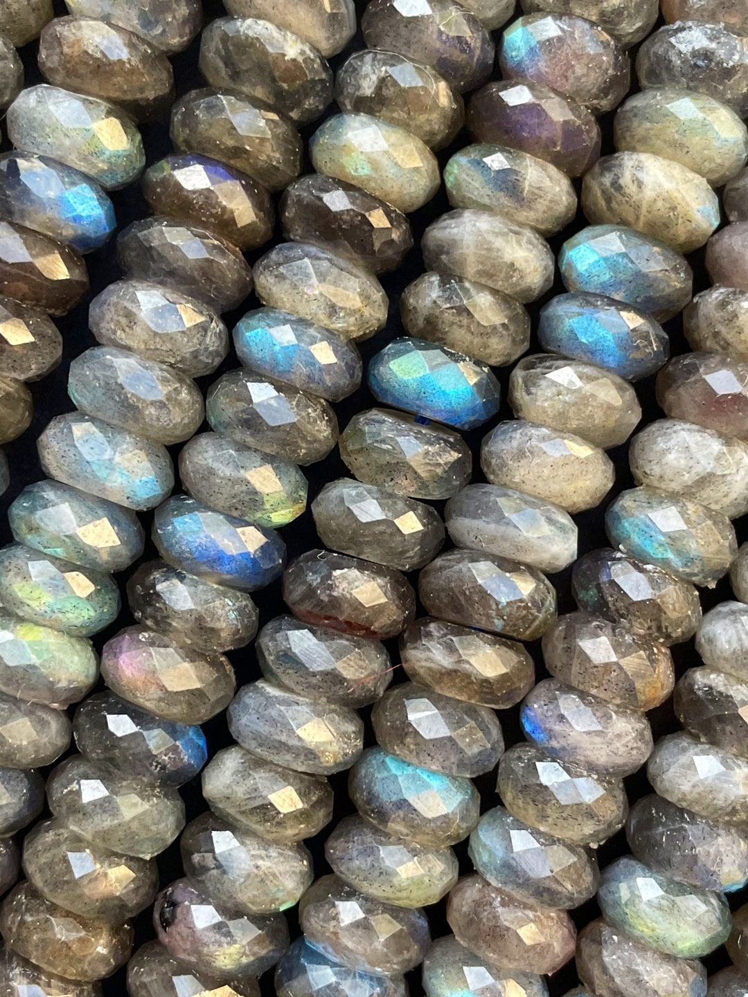 AAA Natural Blue Flash Labradorite Bead. 5x8mm Faceted Rondelle Shape ...