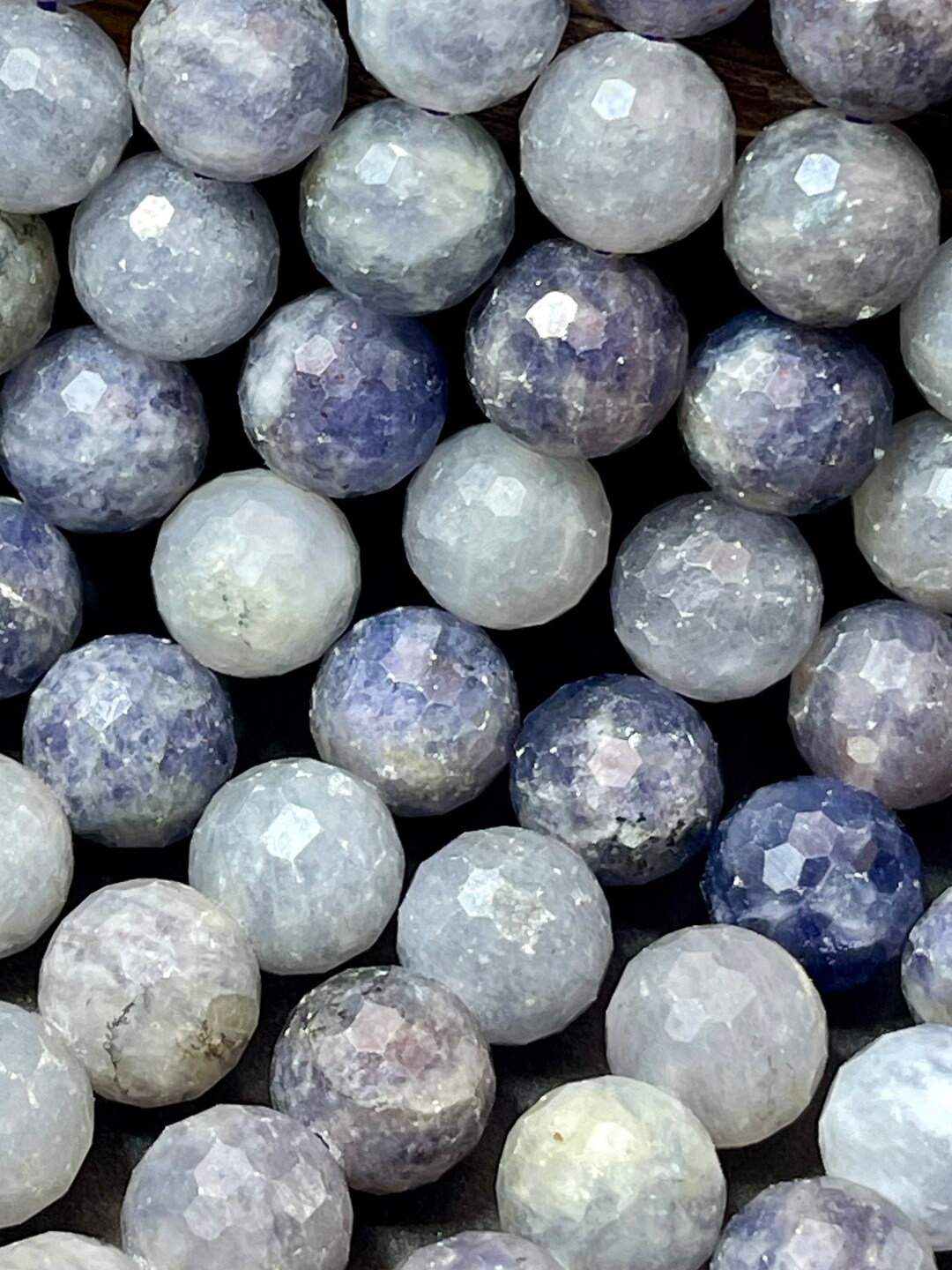 AAA Natural Iolite Gemstone Bead. Faceted 6mm 8mm 10mm Round Bead ...