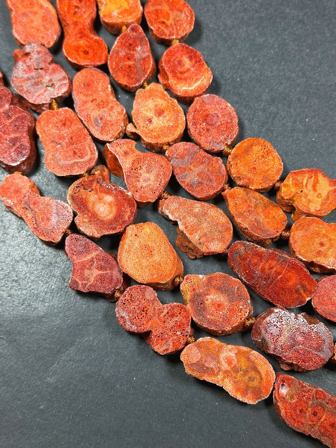 100% Natural Spanish Sponge Coral Gemstone Freeform Oval Shape Beads ...