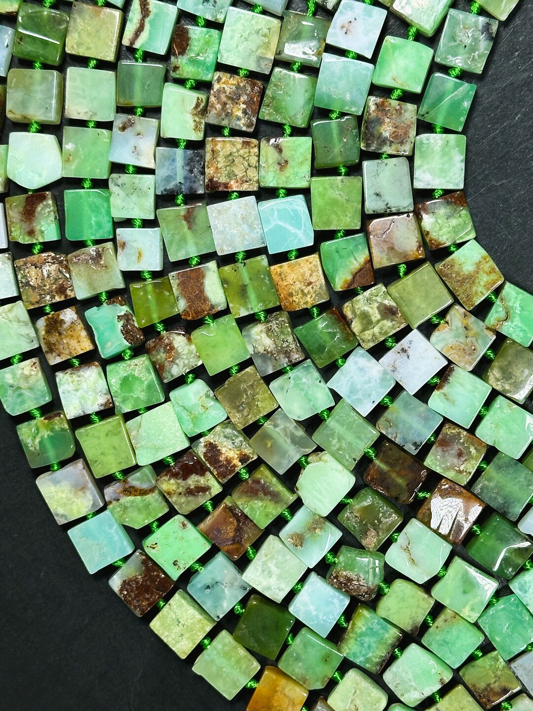 Natural Chrysoprase Gemstone Bead 9-10mm Square Shape, Beautiful ...