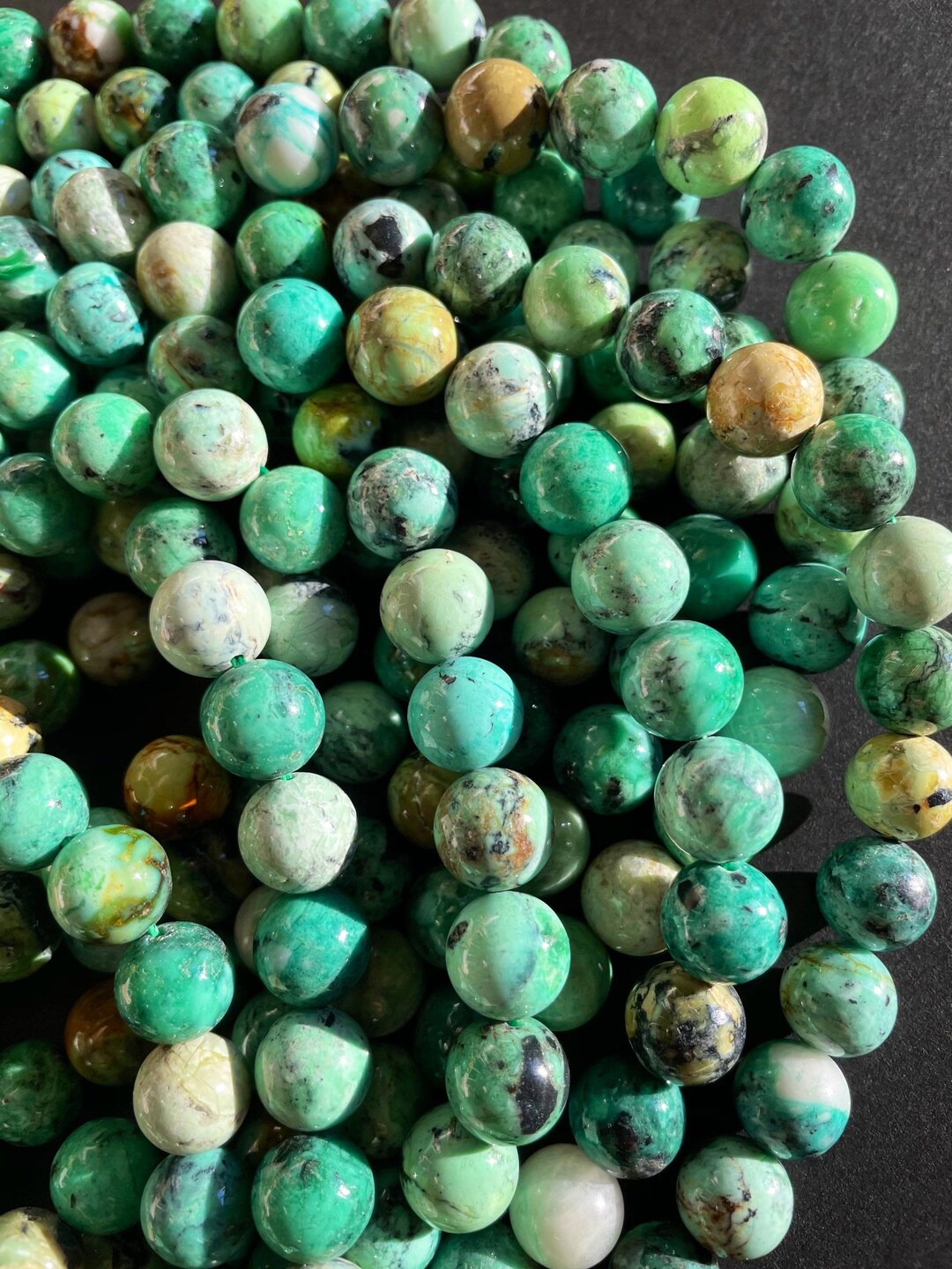 AAA Natural Africa Green Turquoise. 6mm 8mm 10mm Round Gemstone Bead ...