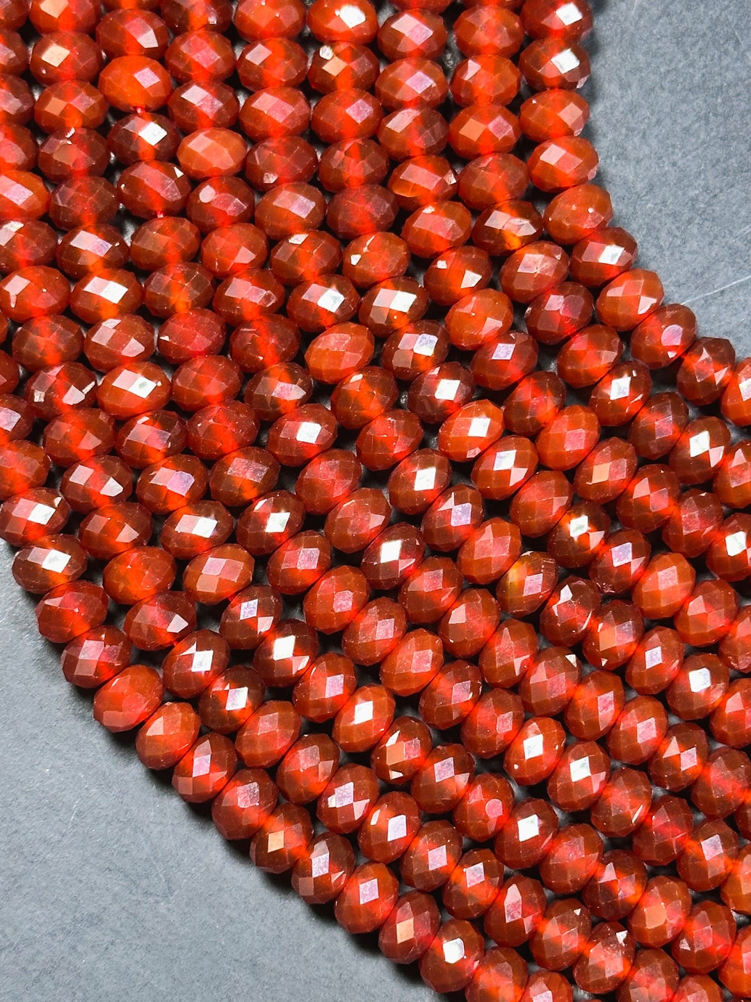AAA Natural Carnelian Gemstone Bead Faceted 8x5mm Rondelle Shape Bead ...