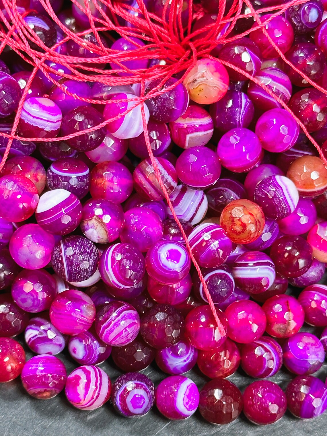 NATURAL Botswana Agate Gemstone Bead Faceted 6mm 8mm 10mm 12mm Round ...