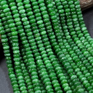 NATURAL Green Jade Gemstone Bead 8x5mm Rondelle Shape Bead, Beautiful ...