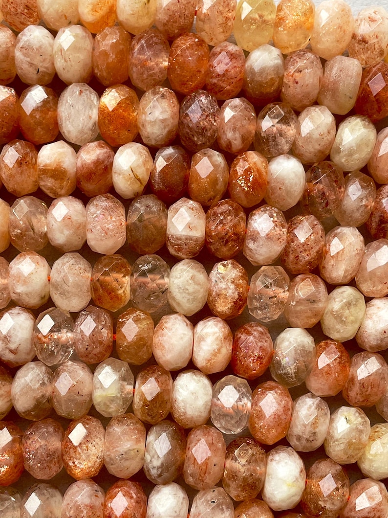 Natural Fire Sunstone Bead. Faceted 5x7mm 6x10mm Rondelle Bead ...