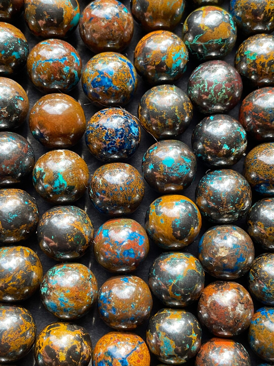 AAA Natural Azurite Stone Bead. 8mm 10mm Round Bead . Gorgeous Natural ...