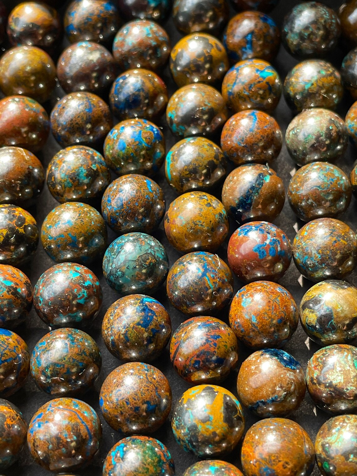 AAA Natural Azurite Stone Bead. 8mm 10mm Round Bead . Gorgeous Natural ...