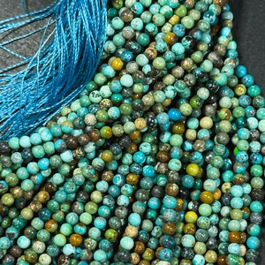 Natural Turquoise Gemstone Bead 4mm Round Beads, Beautiful Natural Blue ...