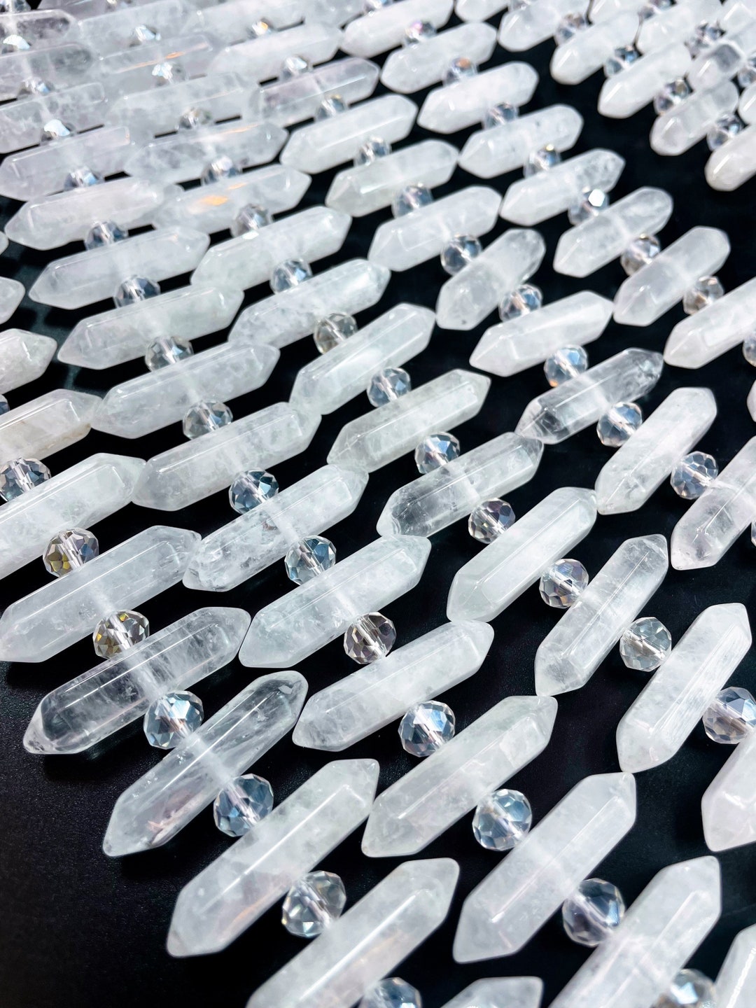 AAA Natural Rock Crystal Quartz Stone Bead. Faceted 8x30mm Barrel Shape ...