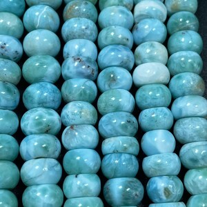 AA+ 100% Natural Larimar Gemstone Bead. 5x8mm 6x10mm Rondelle Shape ...