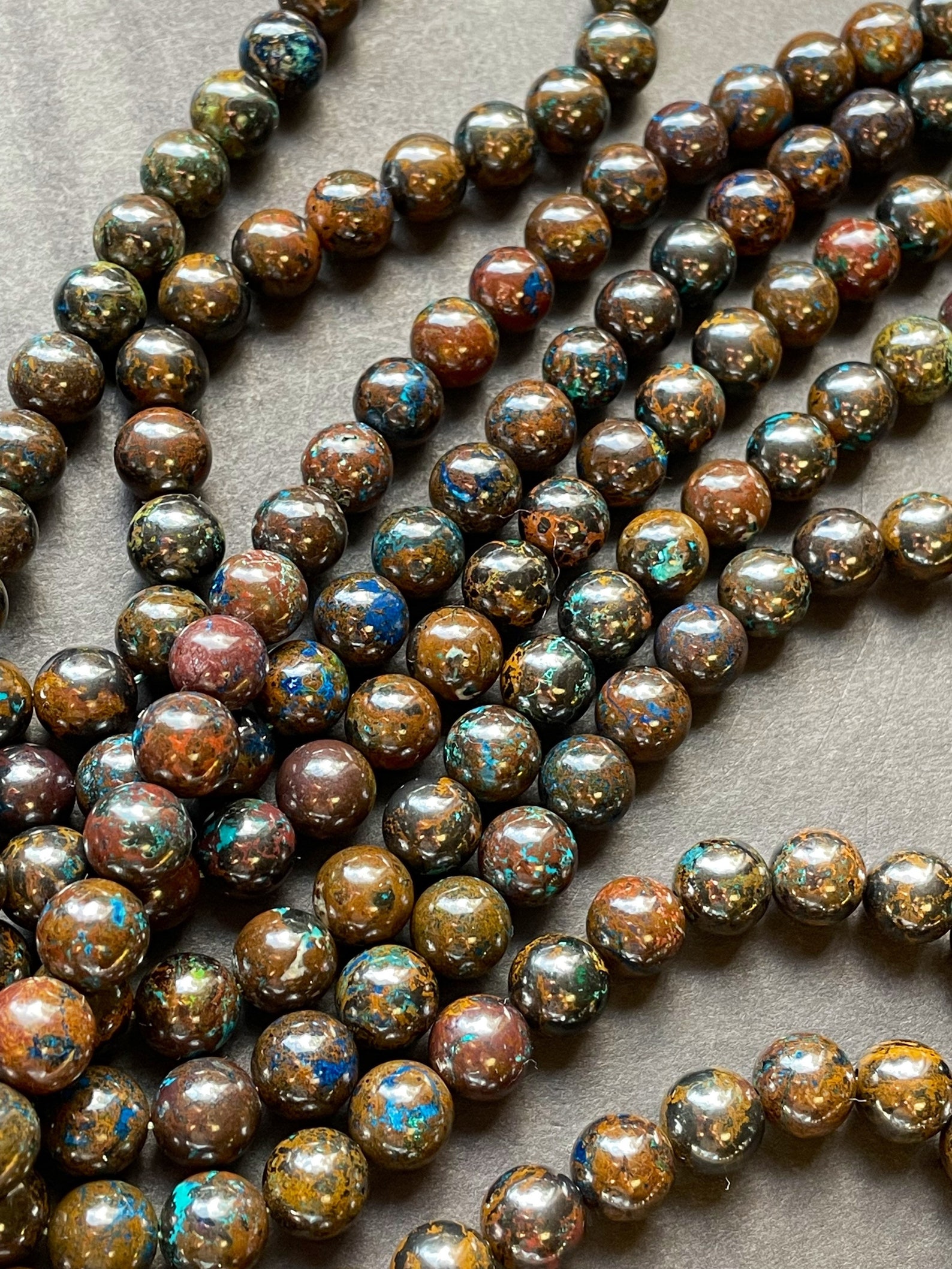 AAA Natural Azurite Stone Bead. 8mm 10mm Round Bead . Gorgeous Natural ...