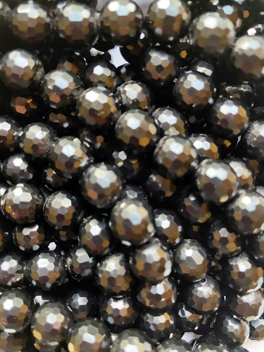 Natural Black Coal Crystal Stone Bead.8mm 10mm Faceted Round Bead ...