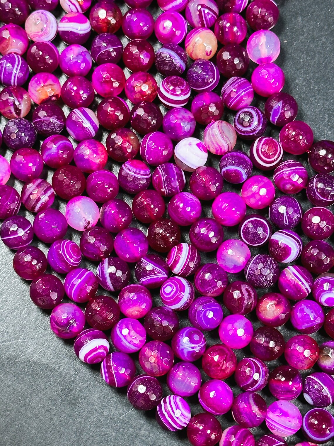 NATURAL Botswana Agate Gemstone Bead Faceted 6mm 8mm 10mm 12mm Round ...