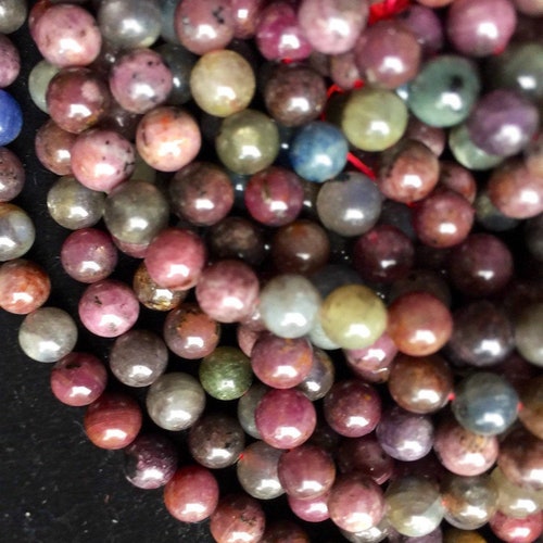 Natural Ruby Sapphire Stone Bead. 6mm 8mm Round Bead. - Etsy
