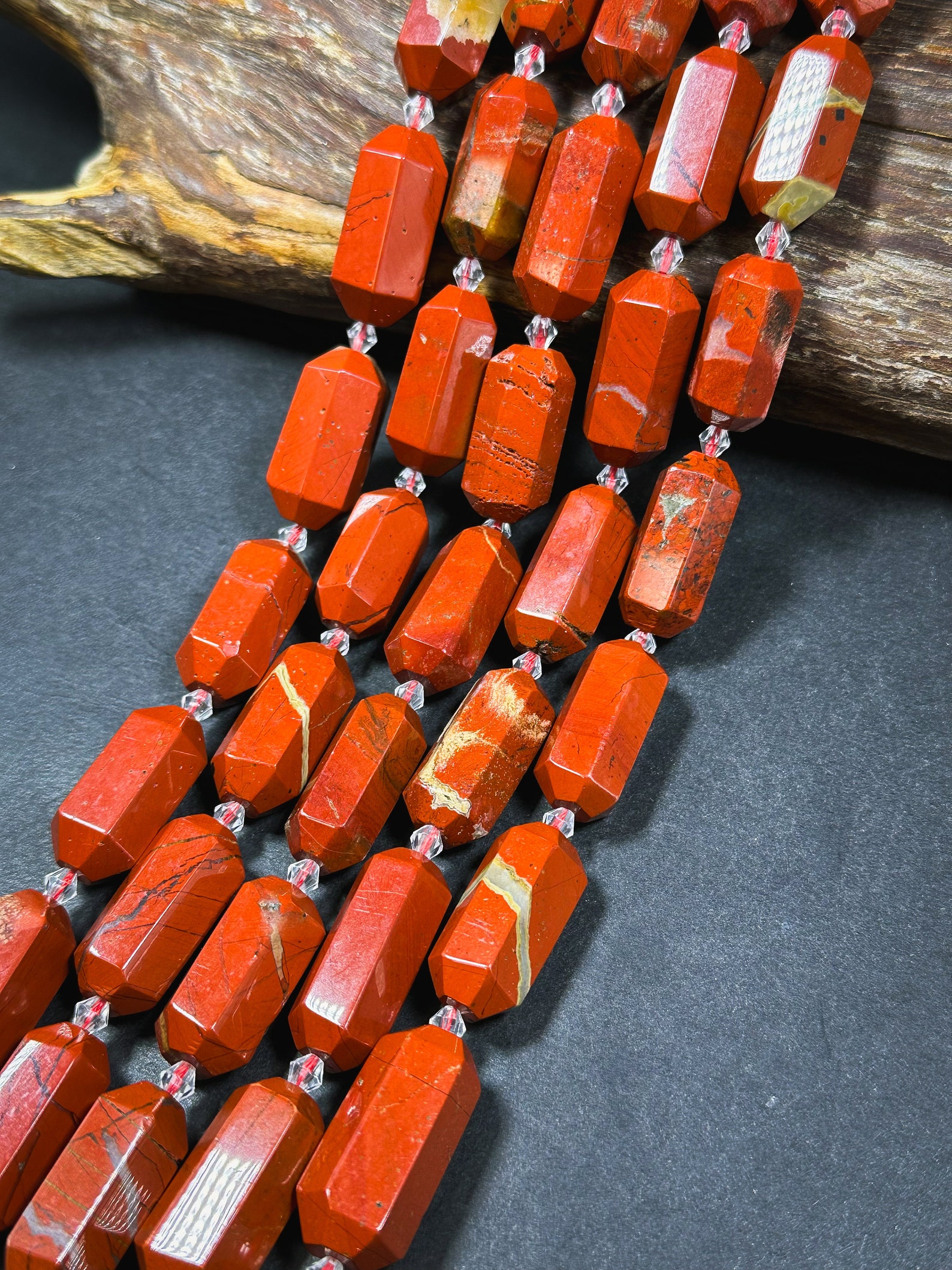 Natural Red Jasper Gemstone Bead Faceted 27x13mm Barrel Shape Beads ...