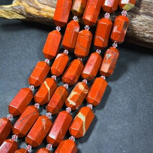 Natural Red Jasper Gemstone Bead Faceted 27x13mm Barrel Shape Beads ...
