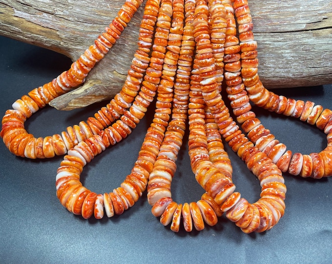 Natural Orange Spiny Oyster Shell Sterling Silver Tassel Necklace With ...