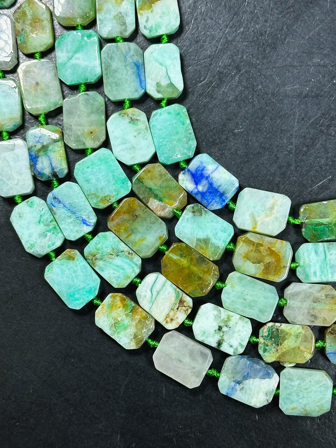 Natural Chrysocolla Gemstone Bead 15x10mm Tablet Shape, Gorgeous ...