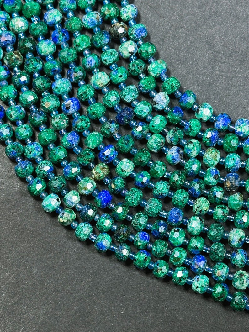 Natural Azurite Gemstone Faceted 8x6mm Rondelle Shape Beads, Beautiful ...