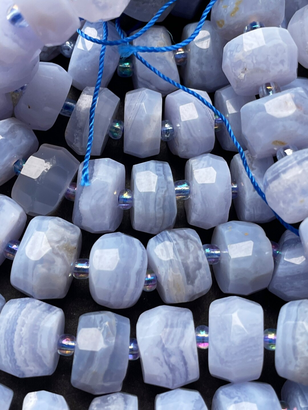 AAA Natural Blue Lace Agate Stone Bead. Faceted 5x8mm 8x10mm 6x12mm ...